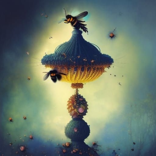 Fantasy bee hive - AI Generated Artwork - NightCafe Creator