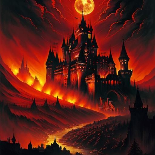 Dracula's castle. Cinematic 16k resolution masterpiece illustration ...