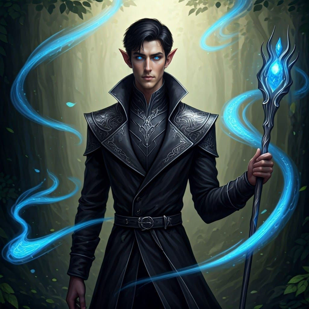 Sojurn Oriah - Ethereal Elf Wizard in Radiant Fantasy Forest
