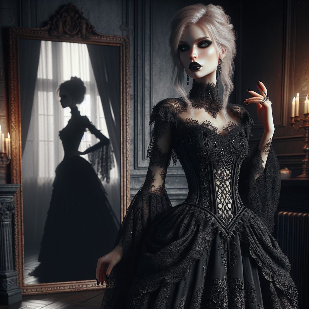 Living Shadows - Gothic Woman in Elegant Shadows