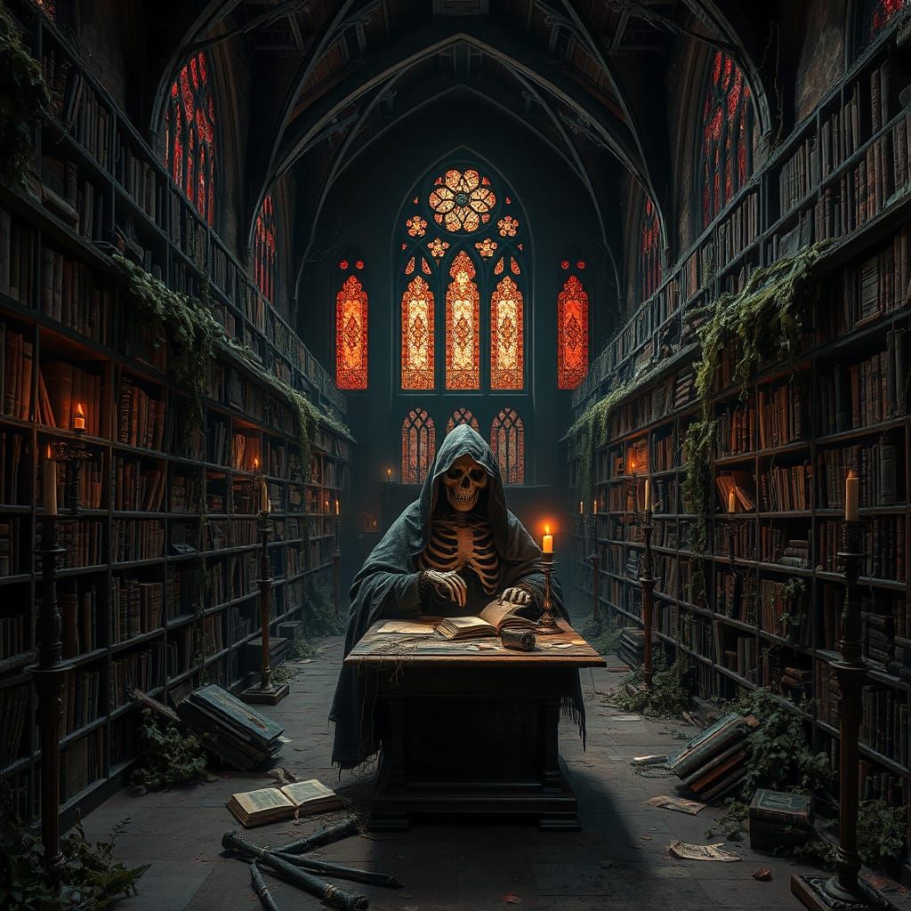 Library death undead blood - Mystical Library in Dark Gothic...