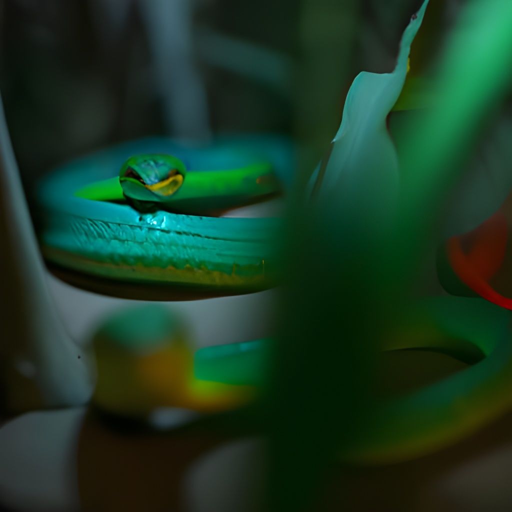 Colorful snake in a rainforest with sunbeams Professional photography ...