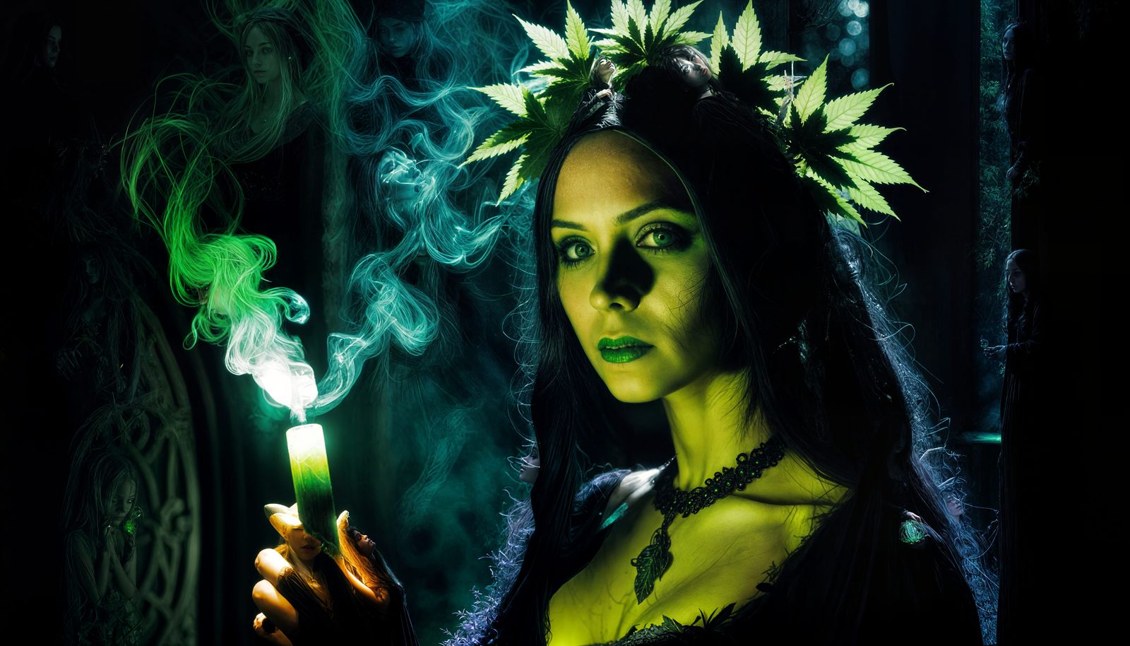 "A gothic Hemp priestess" - Gothic Weed Priestess in Emerald...
