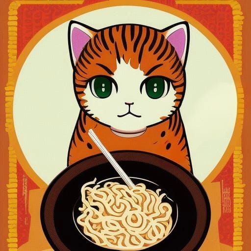 Ramen Cat Poster - AI Generated Artwork - NightCafe Creator