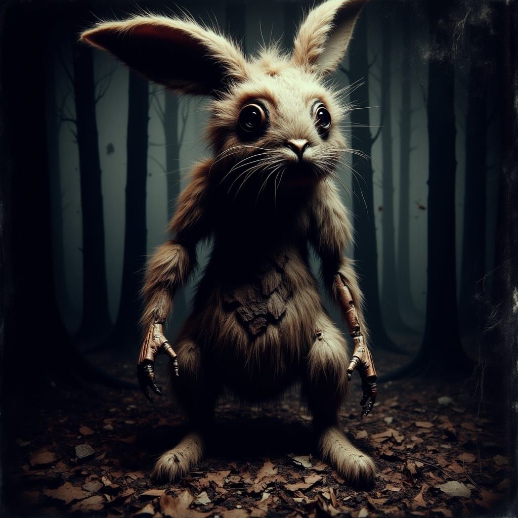 Macabre Puppet Theater of the Rabbit King in a Hau... - AI Art