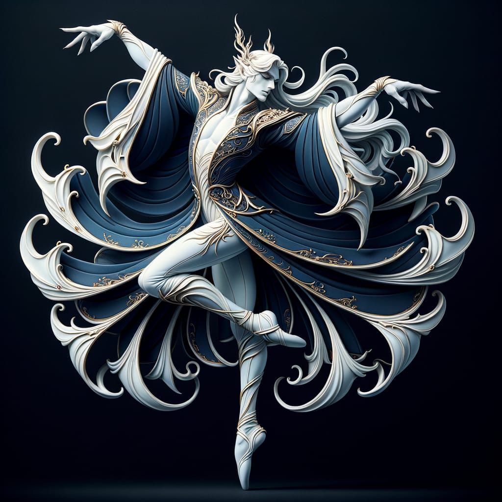 Automata Dancer v3 - Elegant Warforged Aristocrat in Dark Bl...