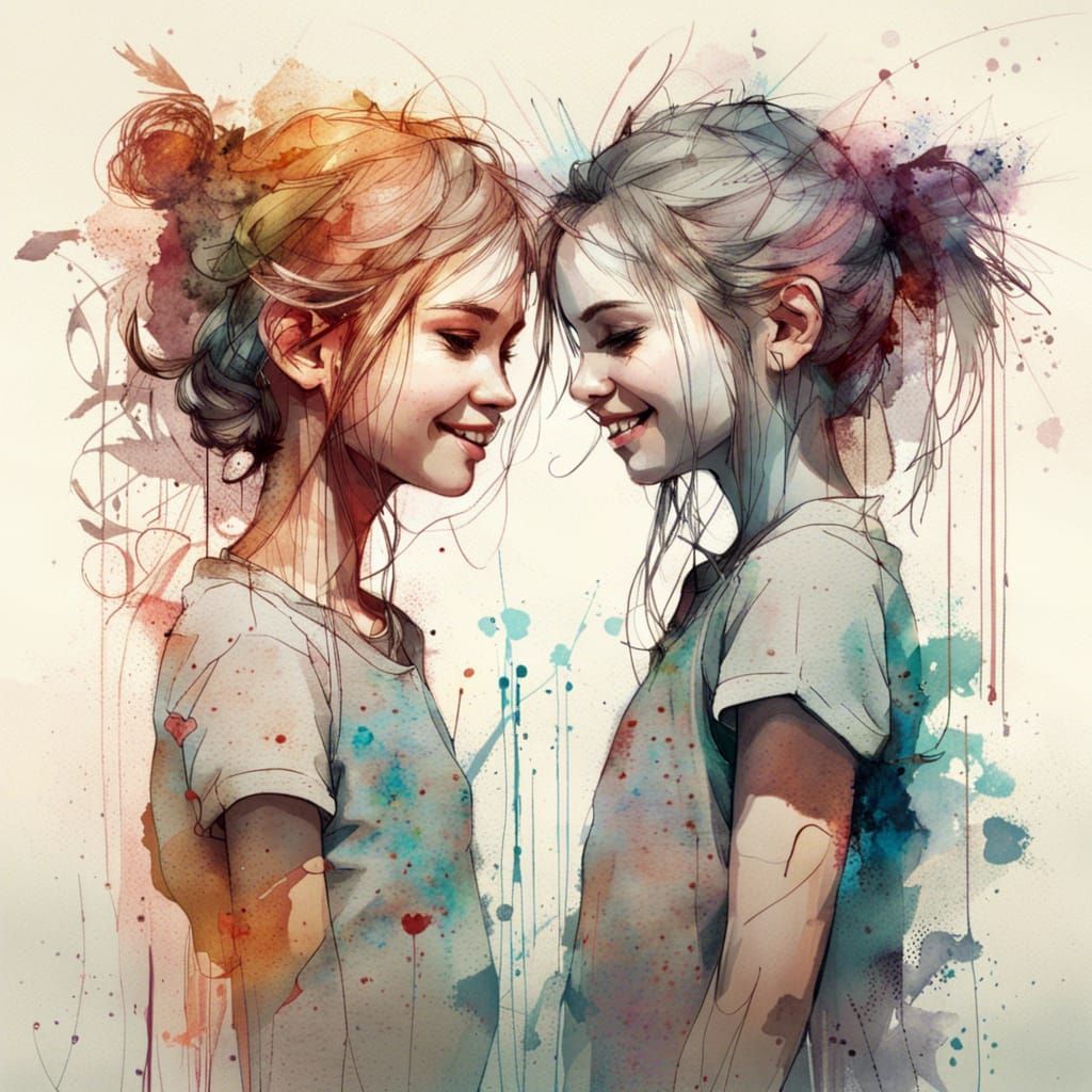 Young cute friendship - AI Generated Artwork - NightCafe Creator