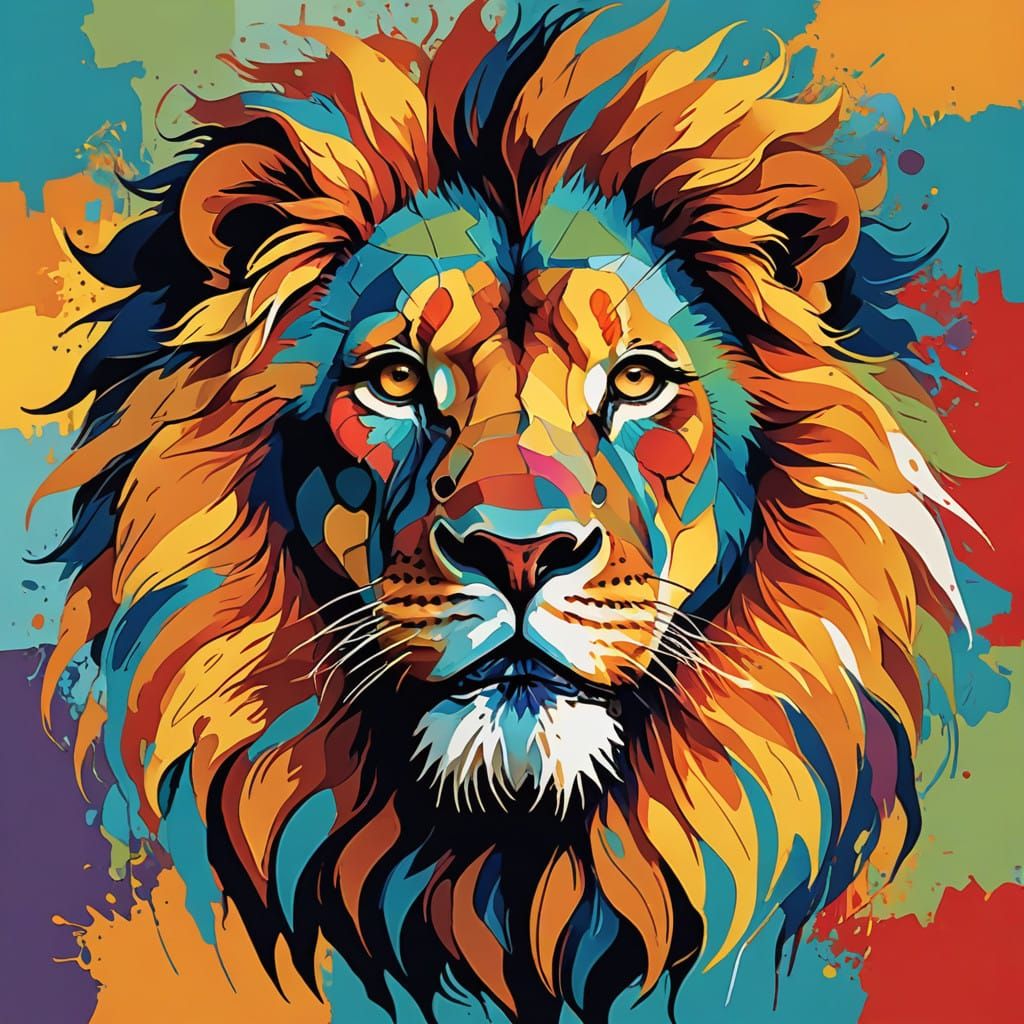 Colour collage lion - Colour collage lion