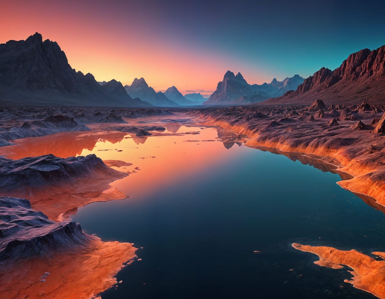 Alien desert of tectonic plates - Vast, Hyper-Realistic Ali...