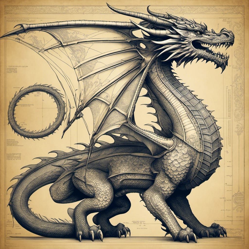 Dragon Blueprint - AI Generated Artwork - NightCafe Creator