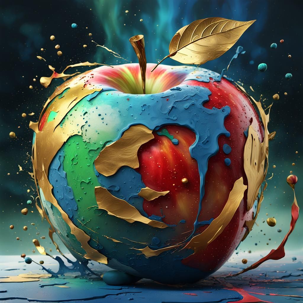 Apple in Abstract Expressionism - AI Generated Artwork - NightCafe Creator