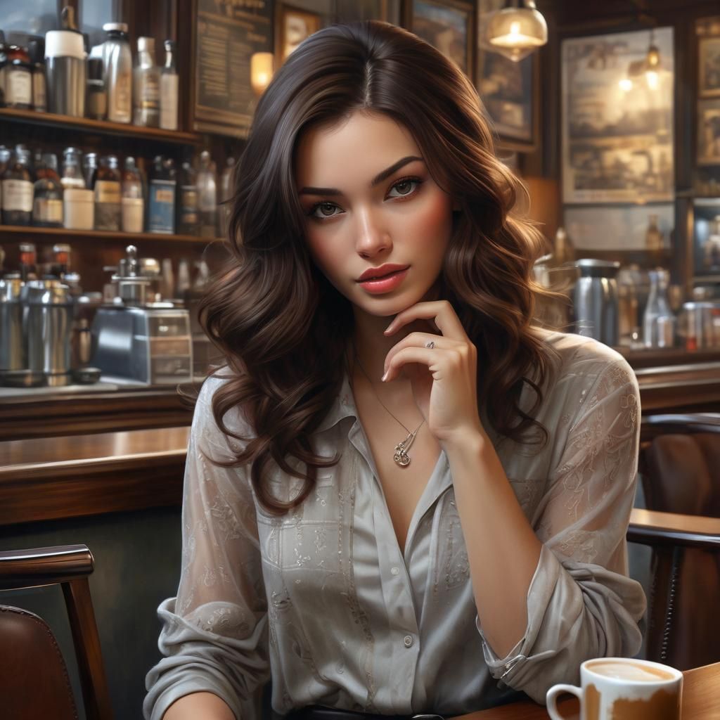 coffee shop girl - AI Generated Artwork - NightCafe Creator