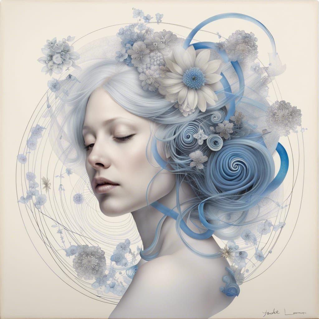 Portrait in white and blue - AI Generated Artwork - NightCafe Creator