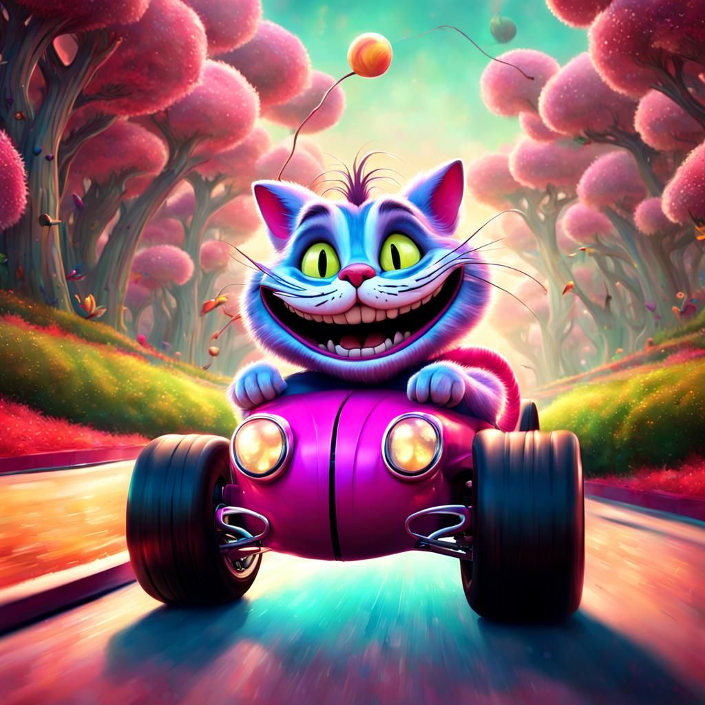 Dragster Racing Cheshire Cat - AI Generated Artwork - NightCafe Creator