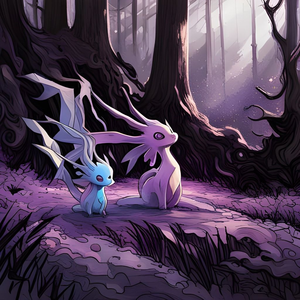 adorable purple pokemons in a purple forest - AI Generated Artwork ...