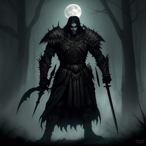 Swordsman Battles Werewolves in a Dark, Gothic Hor... - AI Art
