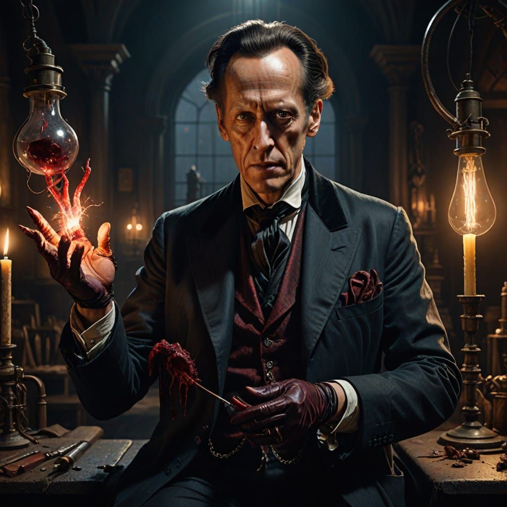 Mad Victorian Scientist in a Flash of Light - AI Art