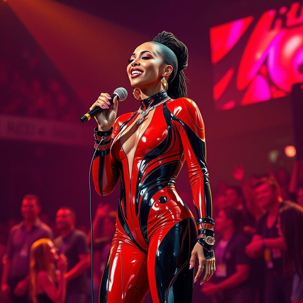 A beautiful Singer Sade Adu with beautiful athletic full body superhero ...