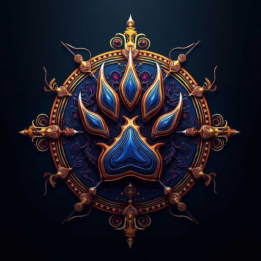 Dog warrior - Majestic Dog Paw in Ancient Mythological Style