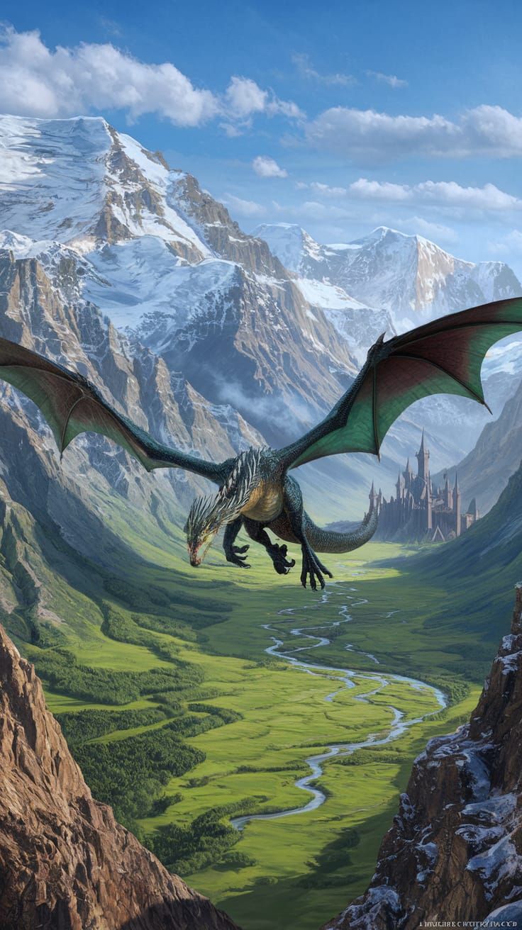 Falkor the dragon - Surreal Dream of Falkor the Dragon Soars...