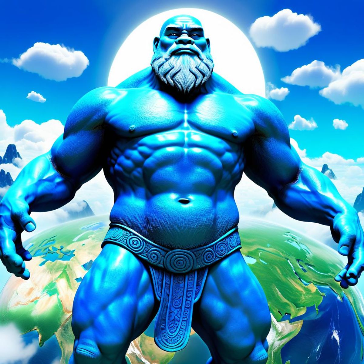 The giant Pangu held the sky with his hands and supported the earth ...