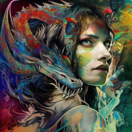 collage art featuring dragons and wizards with distinctly different art ...