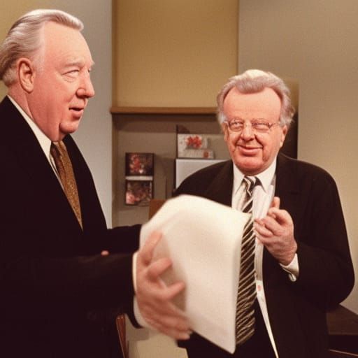 Walter Cronkite and Jerry Springer - AI Generated Artwork - NightCafe Creator