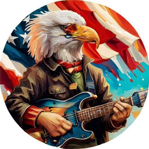 American eagle playing guitar - AI Generated Artwork - NightCafe Creator