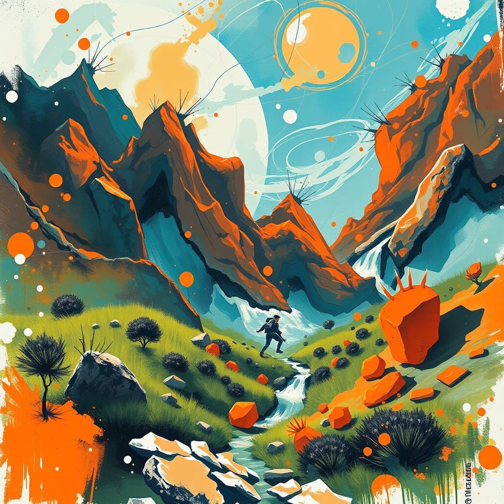 encounters in wild nature, - Surreal Cubist Planet Encounter...