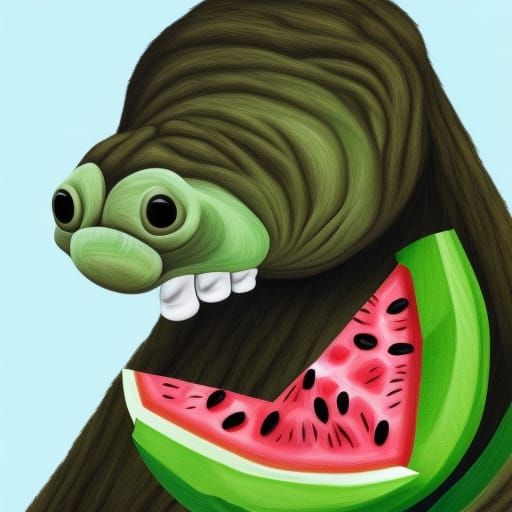 Prehistoric watermelon sloth - AI Generated Artwork - NightCafe Creator