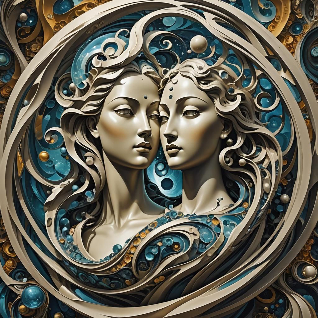 Surrealist Goddess Gemini, in the style of Alexander Archipenko