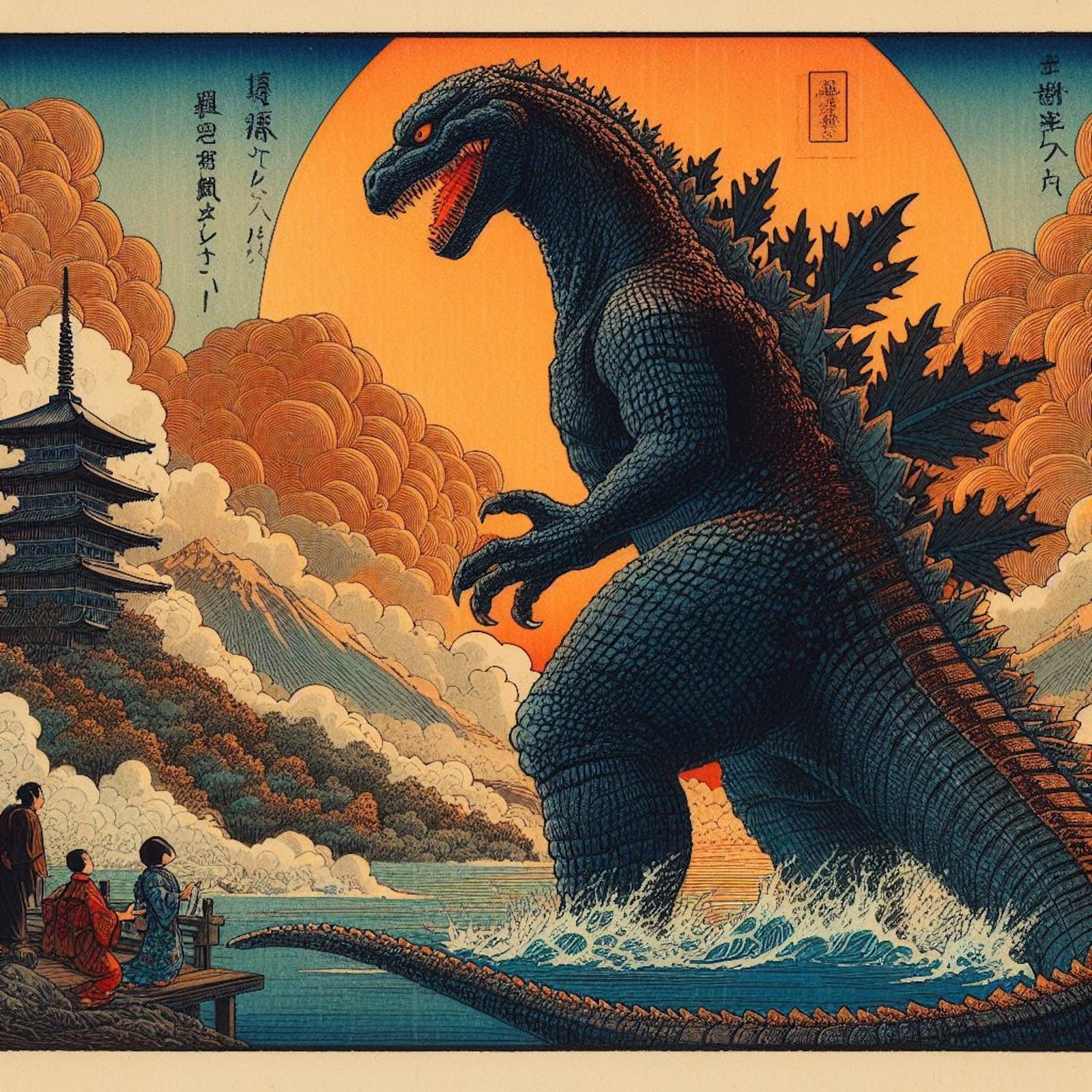 Japanese Woodblock Print: Godzilla - AI Generated Artwork - NightCafe ...