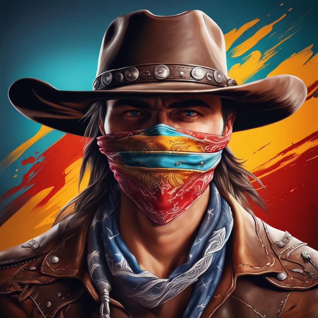 Wild West Outlaw bandana covering mouth - AI Generated Artwork ...