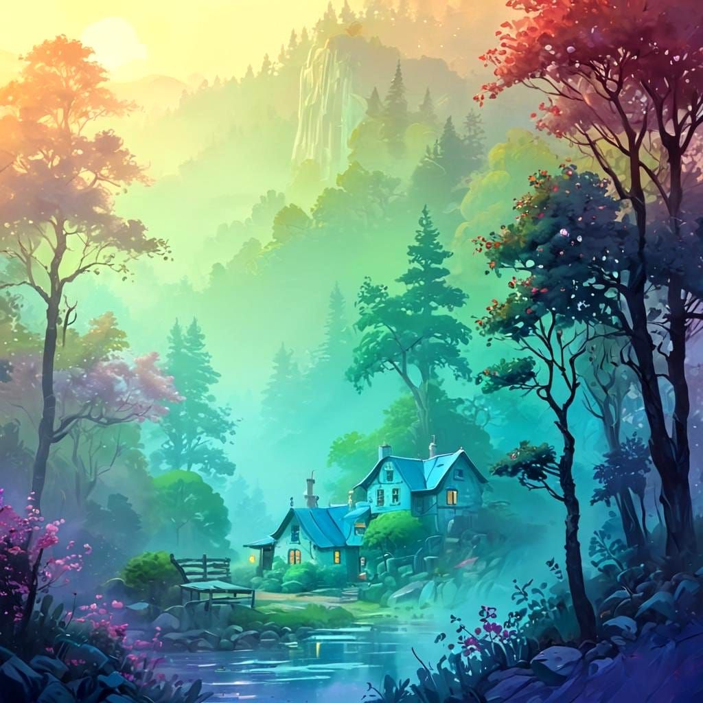 A Different Mood - Ethereal Stucco Cottage Amidst Radiant Su...