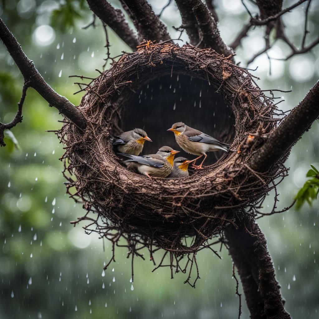 taking cover during a rainstorm - AI Generated Artwork - NightCafe Creator