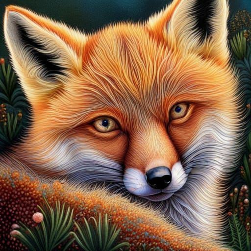 The image captures the essence of cute foxes through meticulously ...