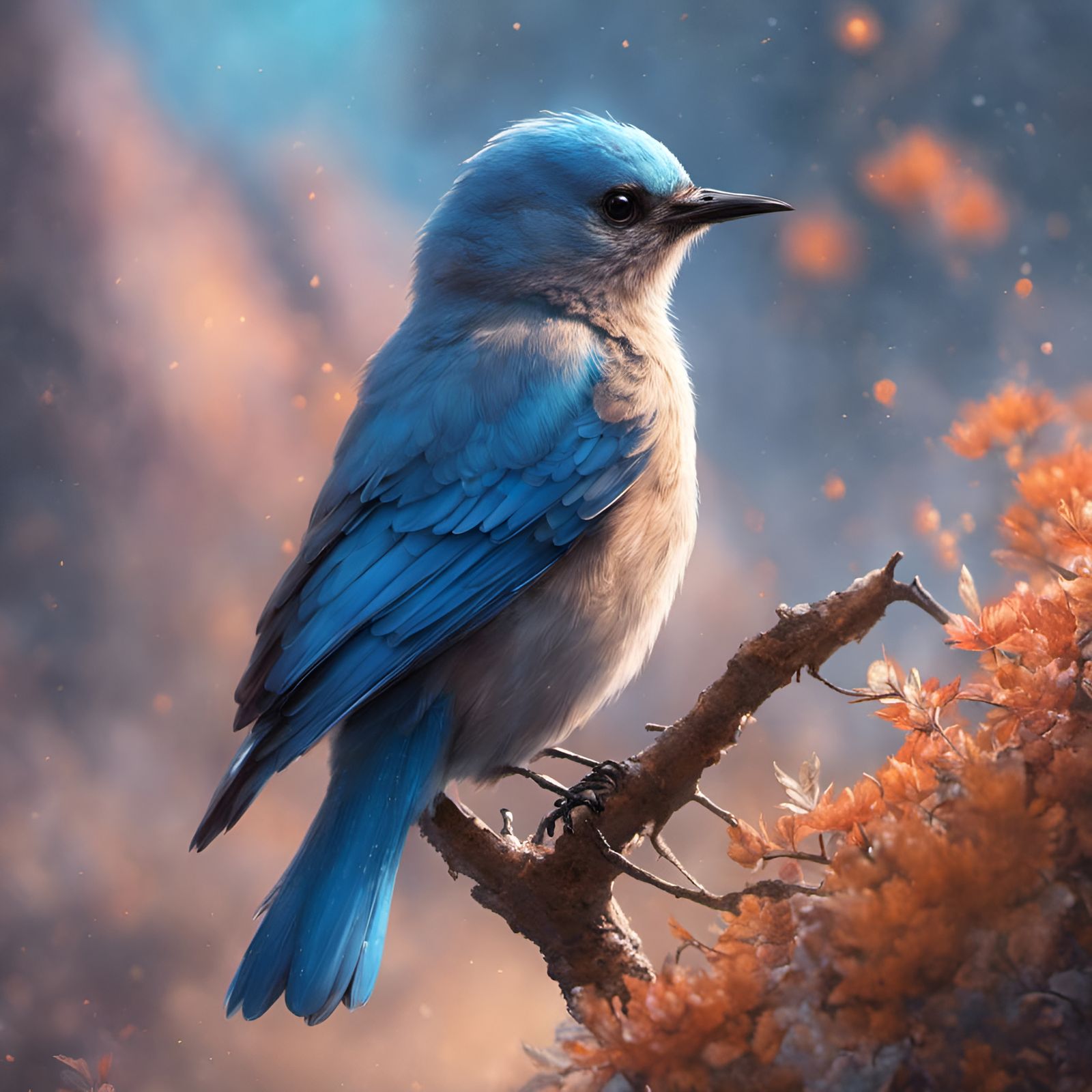 Beautiful mountain Bluebird on a branch 🐦 - AI Generated Artwork ...