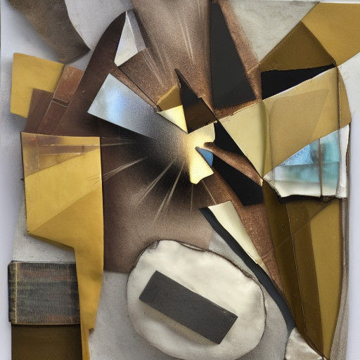 Rabbit Gazing Up at Celestial Forms in Cubist Coll... - AI Art