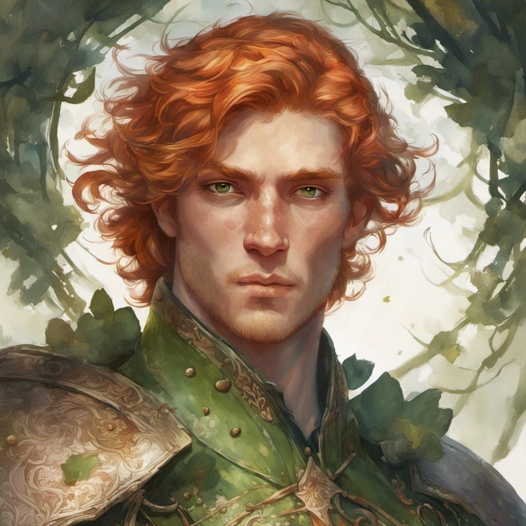 Pretty boy prince, windswept ginger hair, green eyes and freckles in ...