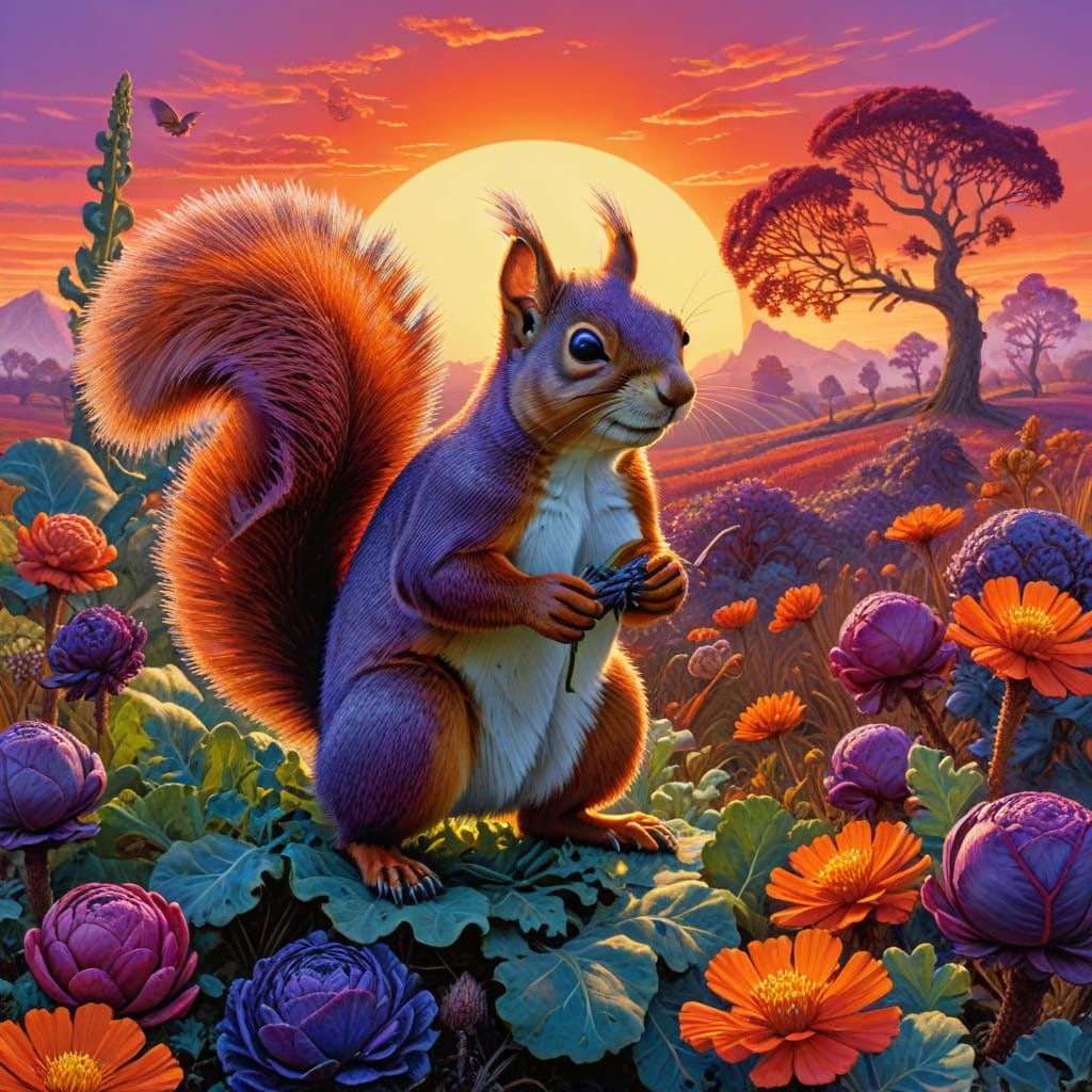 Alien Squirrel Warrior 3 - Squirrel Warrior in Surreal Mixed...