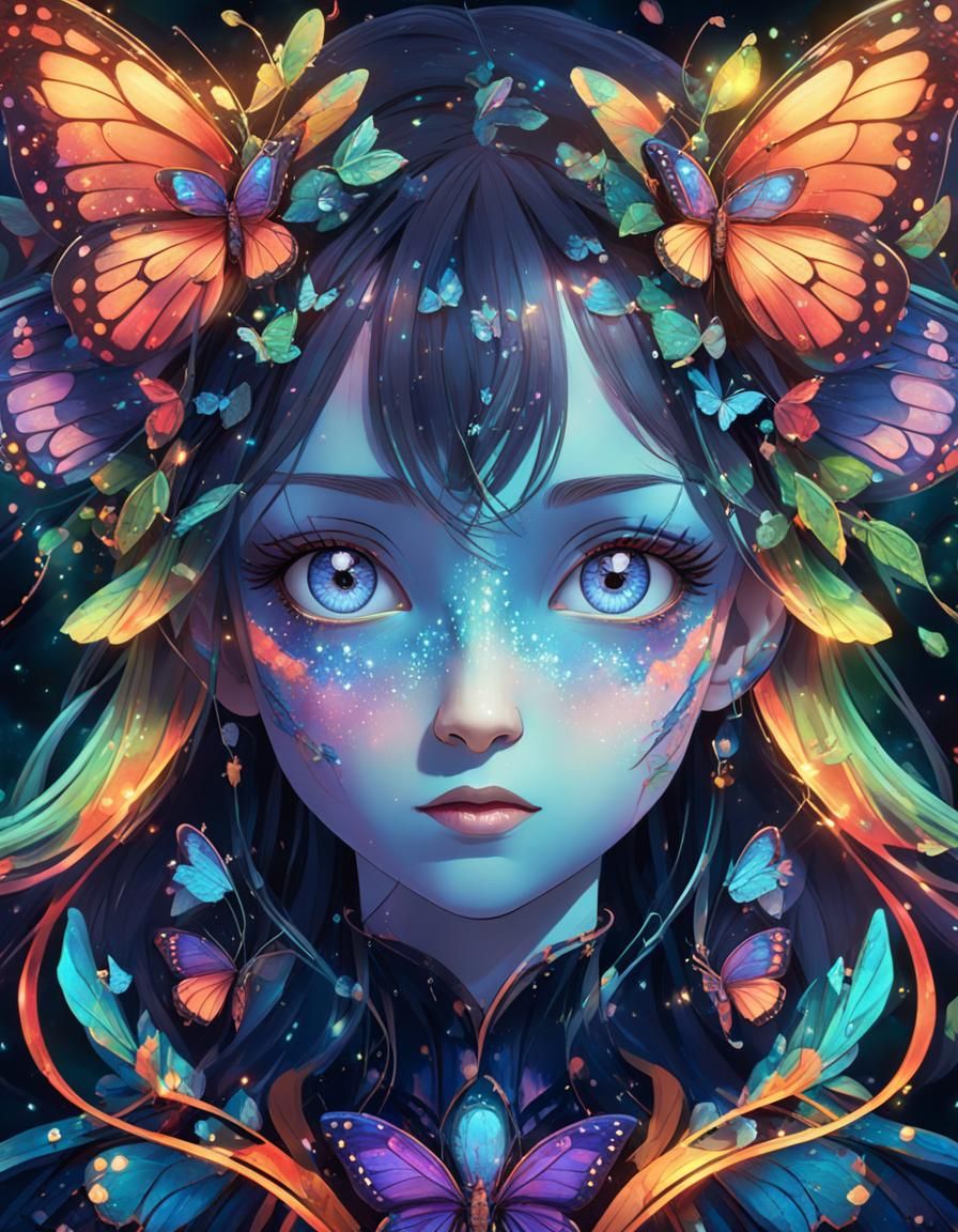 overdetailed portrait of a butterfly fairy in glowing colors, Michael ...