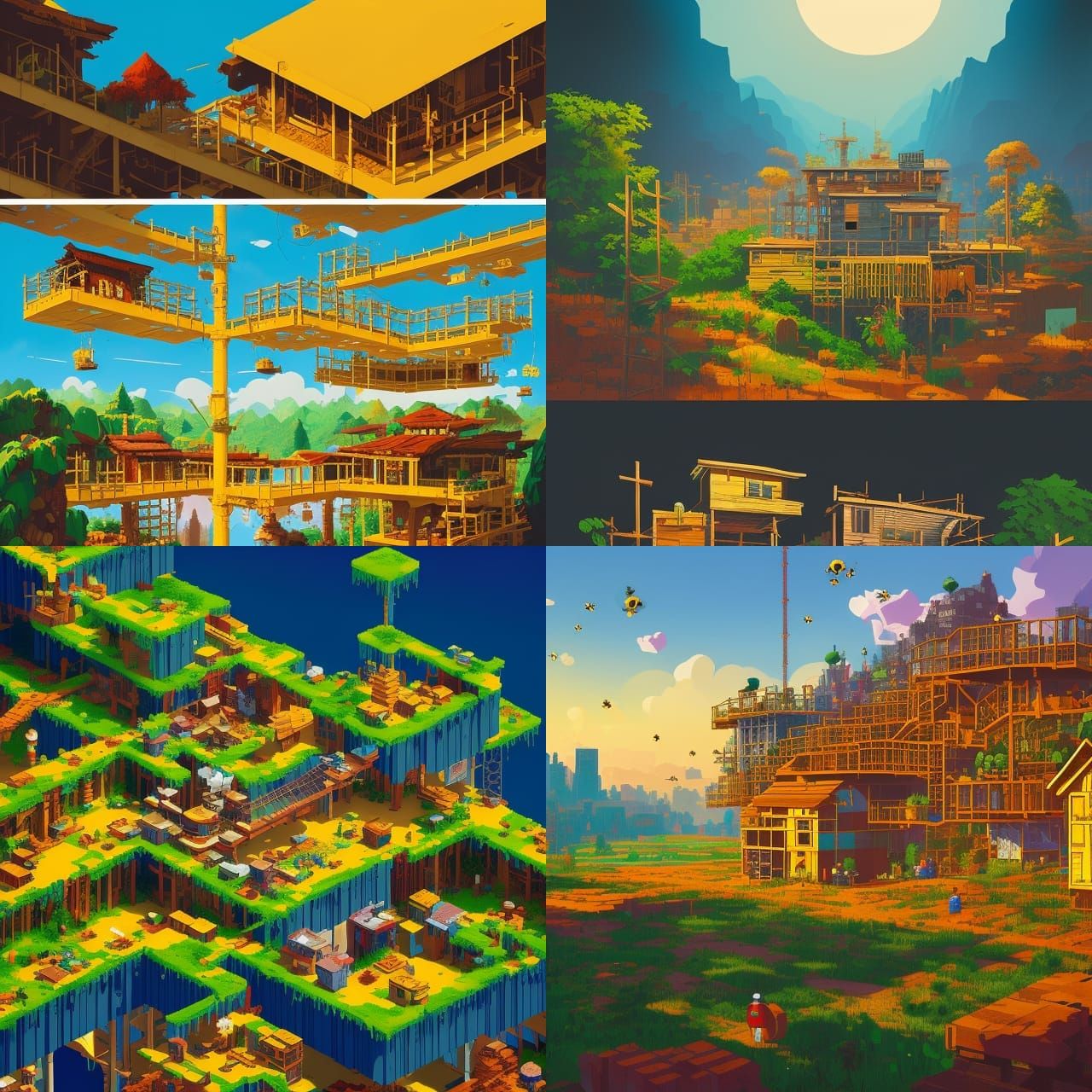 platform game level design cross section with multiple rooms, bee hive ...