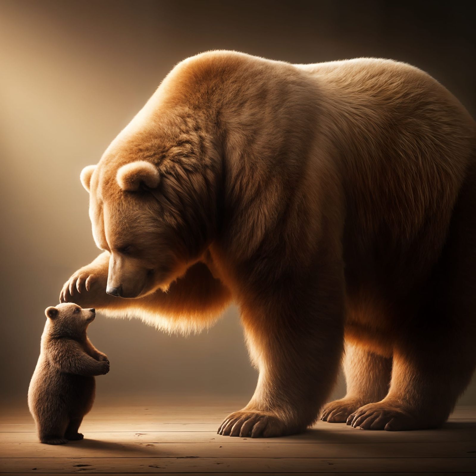 Gentle Kodiak Bear Moment in Soft Light - AI Art