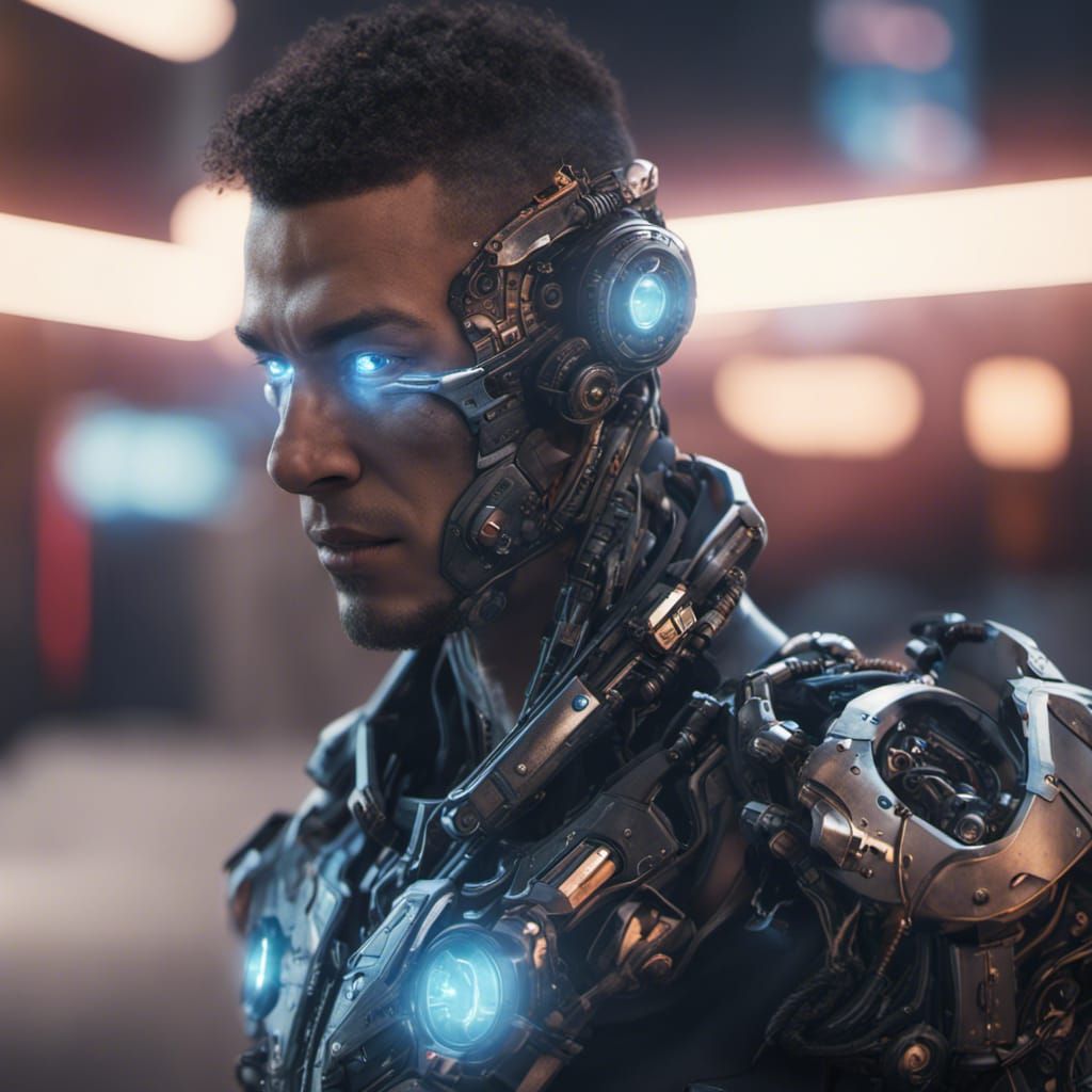 Cyborg Blue v2 - AI Generated Artwork - NightCafe Creator