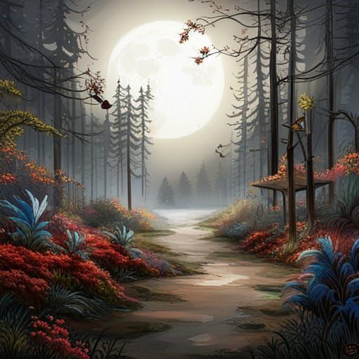 The Moonlit Path - AI Generated Artwork - NightCafe Creator
