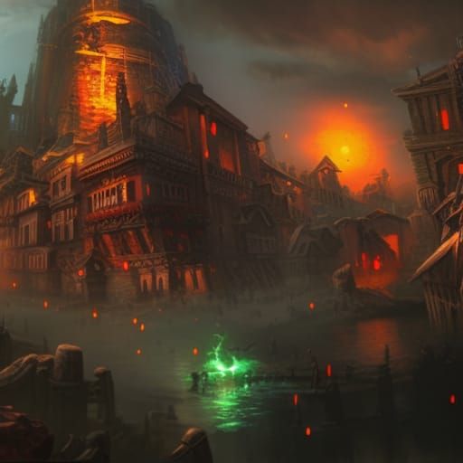 Zombies overrunning a town - AI Generated Artwork - NightCafe Creator