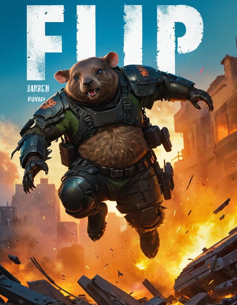 Flip 81224-1-A - Battle-Scarred Wombat Warrior Charges Ahead...