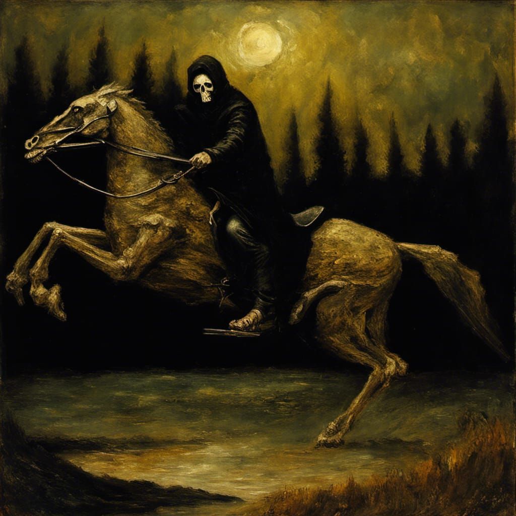 Death riding a horse - AI Generated Artwork - NightCafe Creator