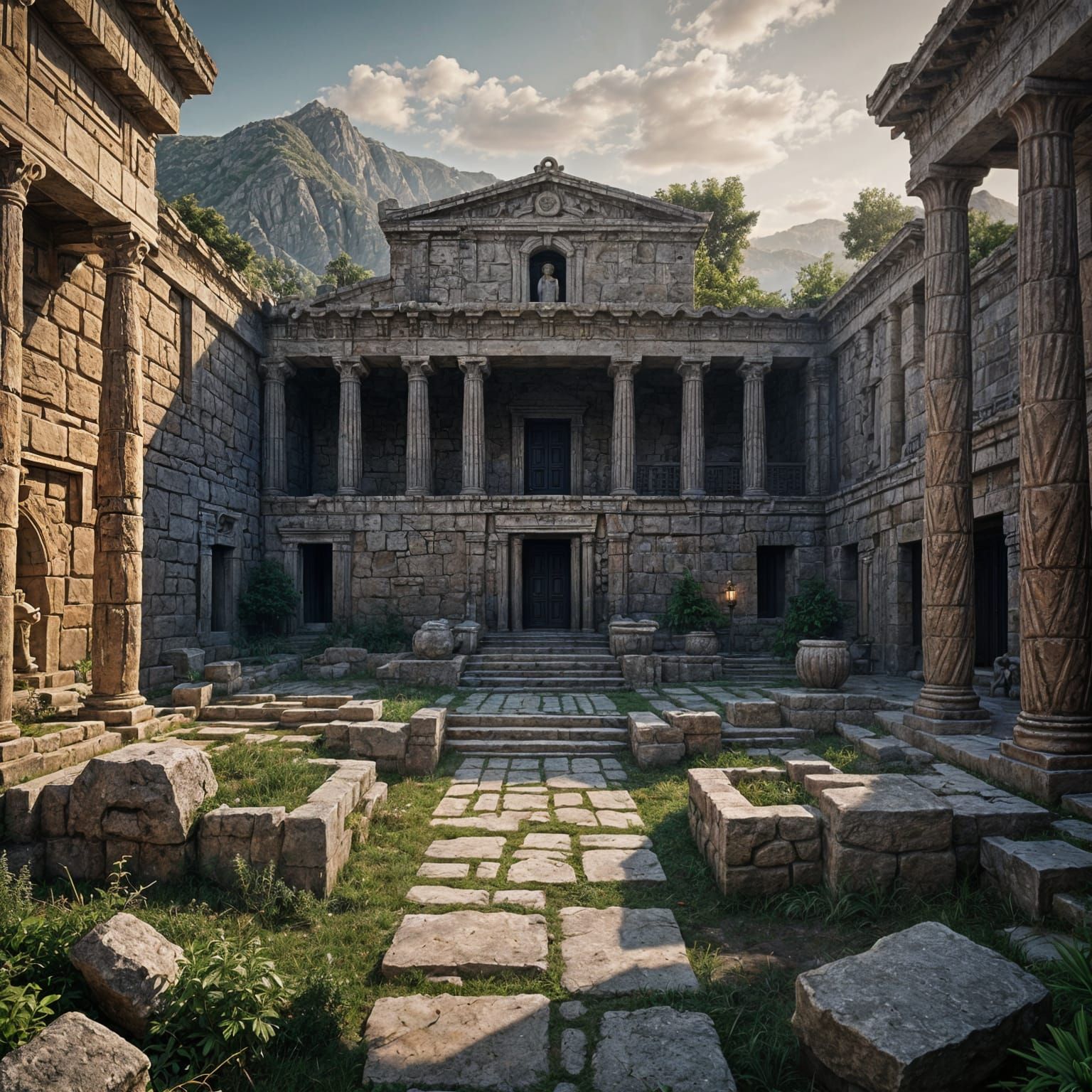 Majestic Minotaur Trapped in Ancient Cretan Labyri... - AI Art