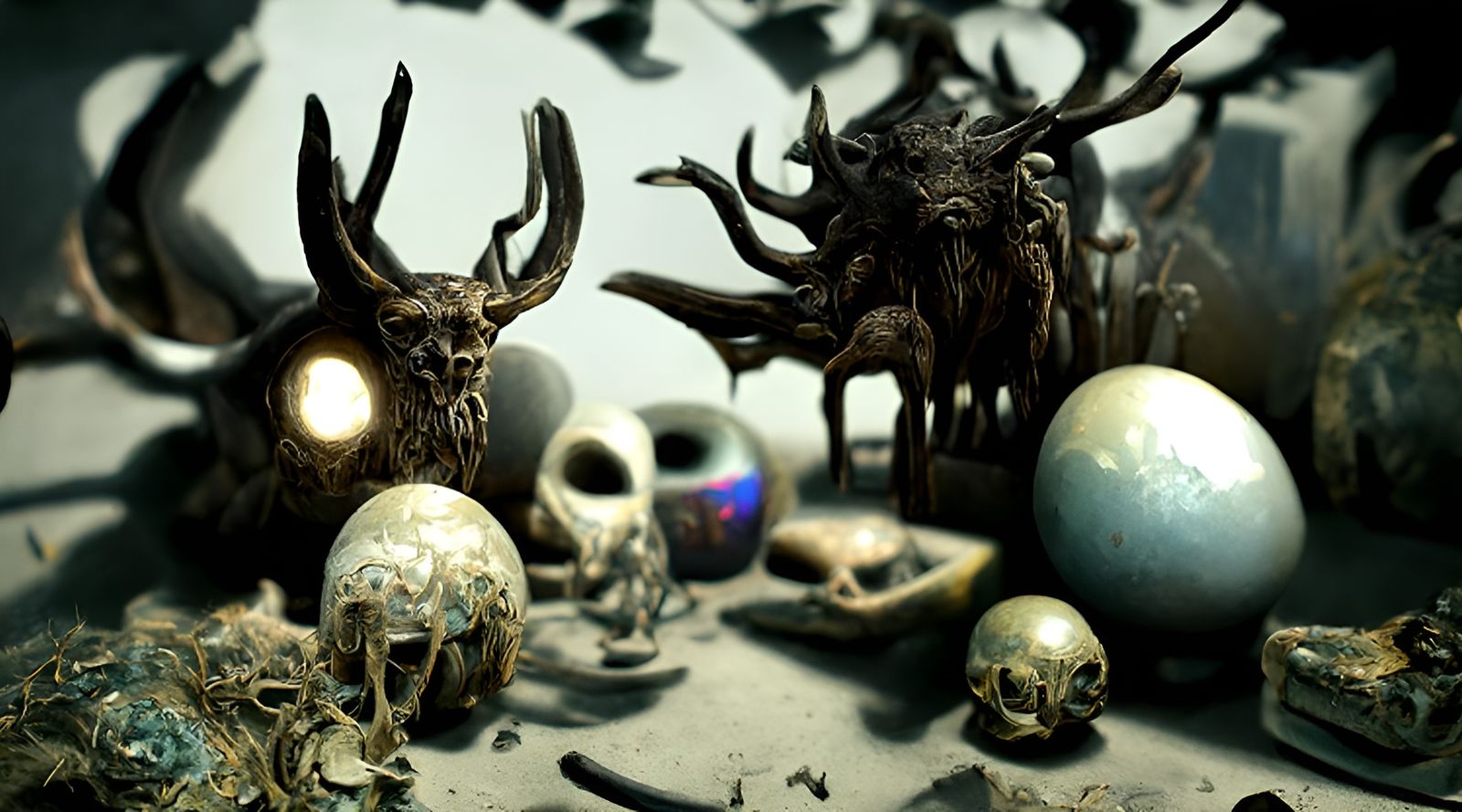 Hunting Lodge in Hell; cryptid hunting trophies; griffin; jackalope ...